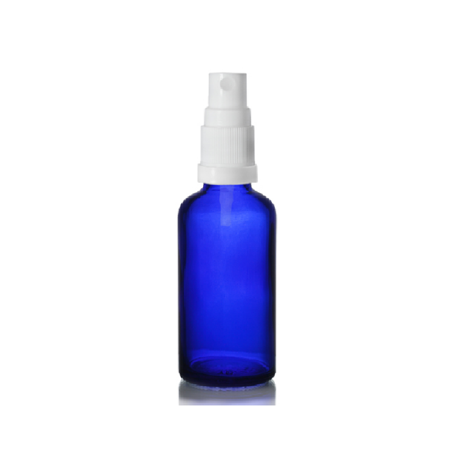 BOCA STAKLENA KOBALT PLAVA 30ML + SPREJ PUMPICA BIJELA GL18 - BM Logistic
